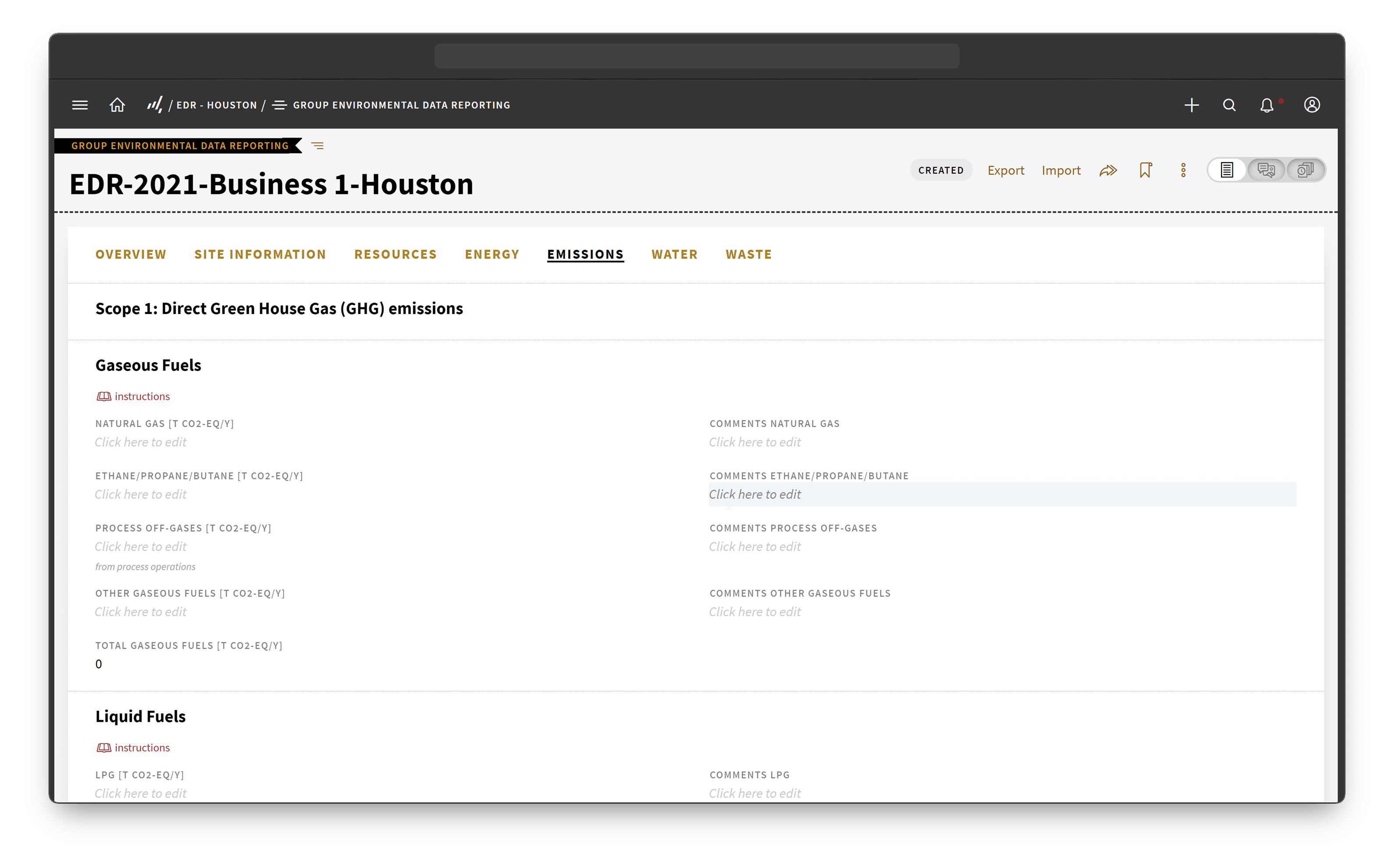 EnvironmentalReportingScreen | TENFORCE